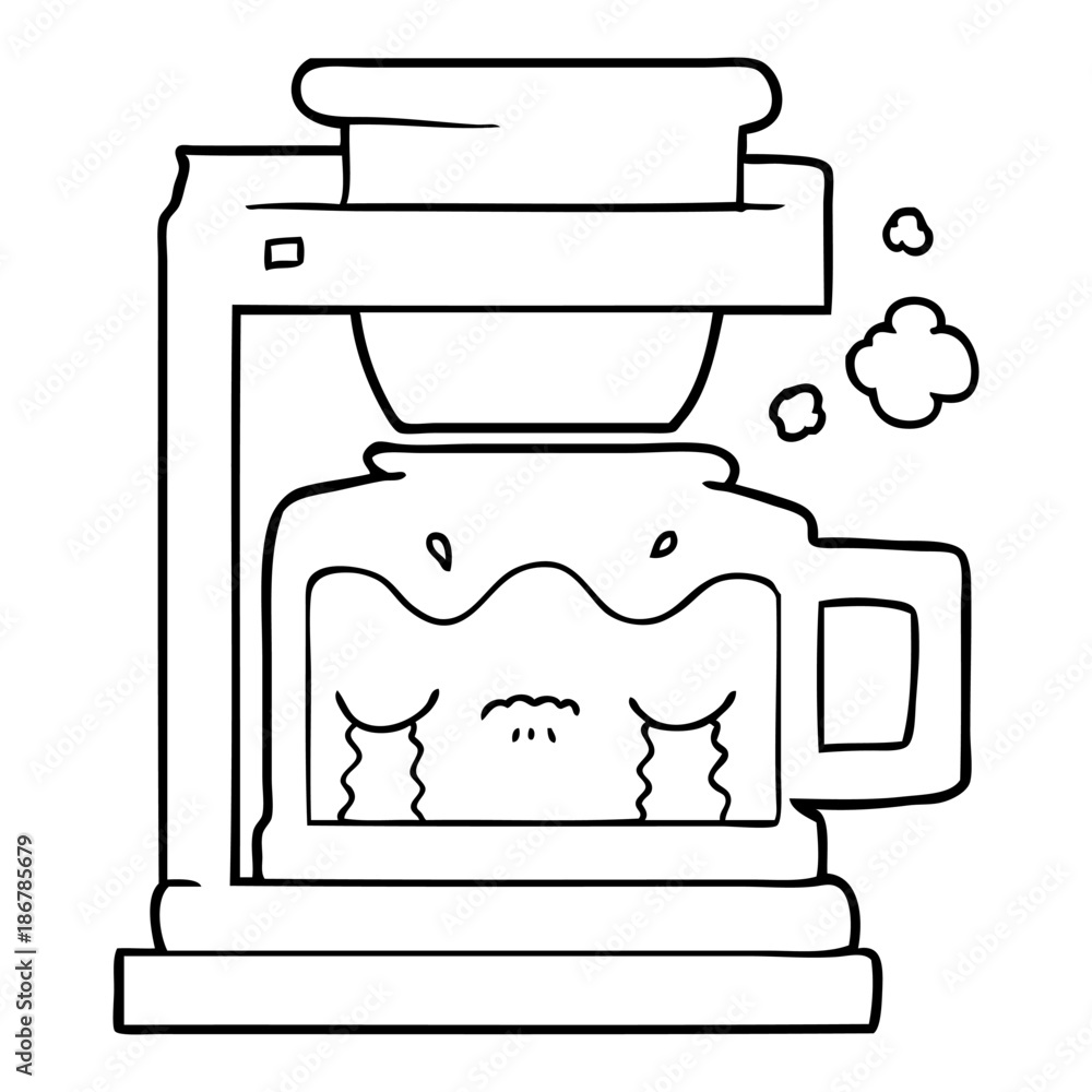 cartoon crying filter coffee machine Stock Vector | Adobe Stock