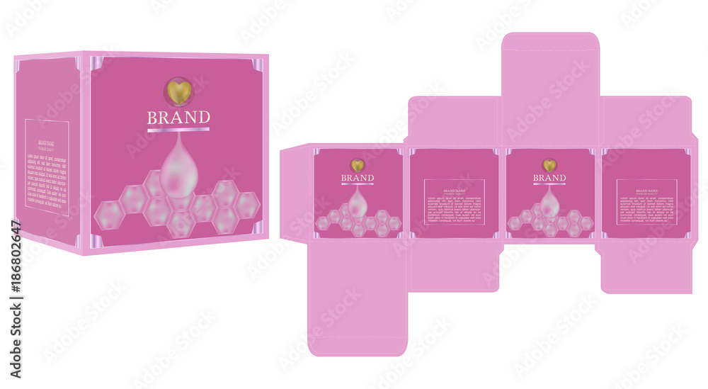 Packaging design, sweet pink cosmetic box template and mockup box ...