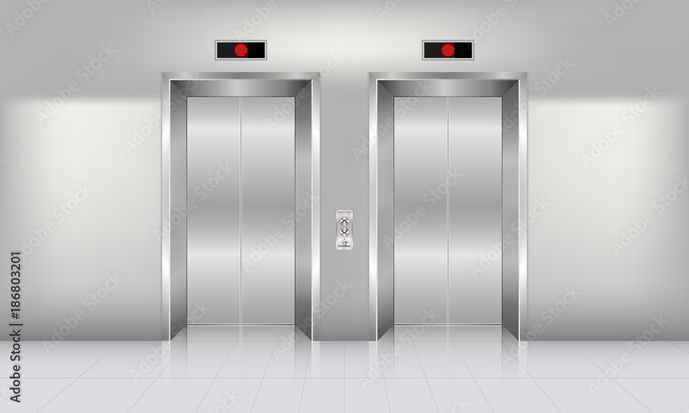 Realistic elevator in office building., Interior concept, Vector ...