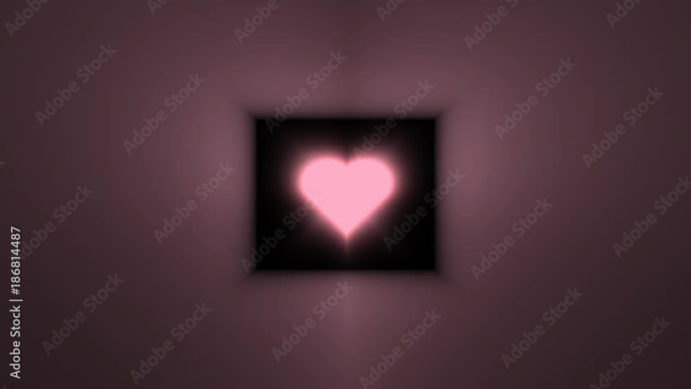 1080 HD seamless pink heart light radial blur in animation black color ...