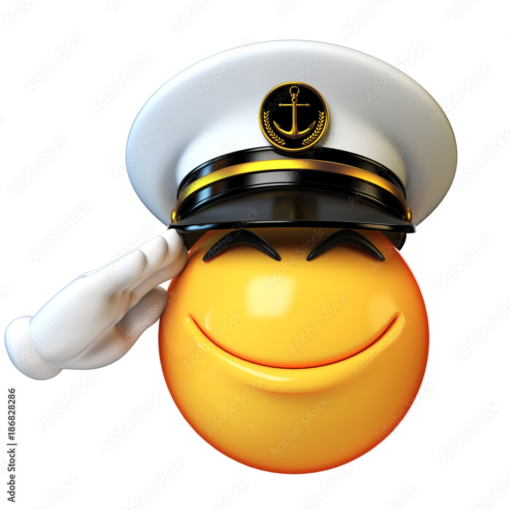 Marines hat emoji isolated on white background, admiral emoticon ...