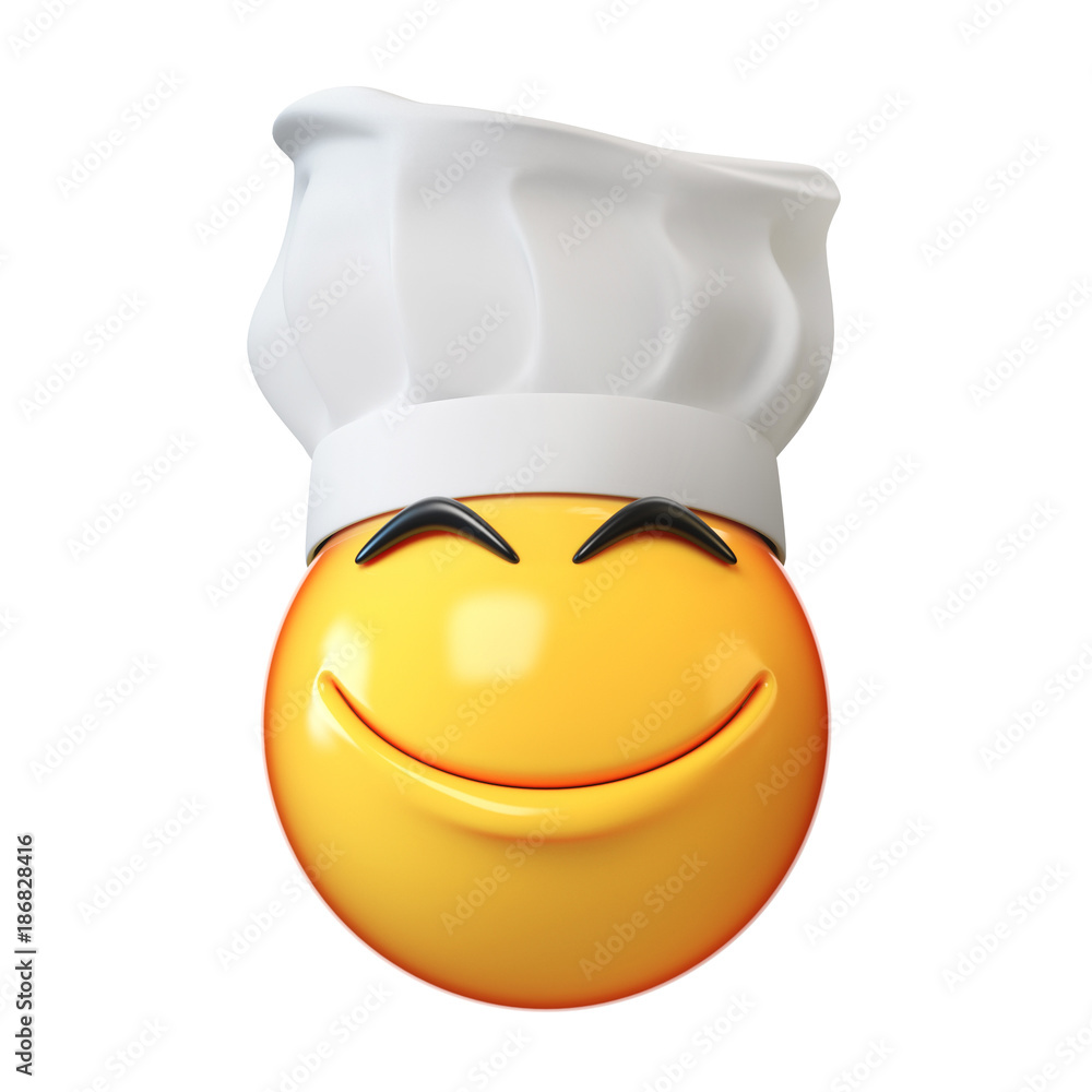 Emoji cook isolated on white background,emoticon restaurant chef 3d ...