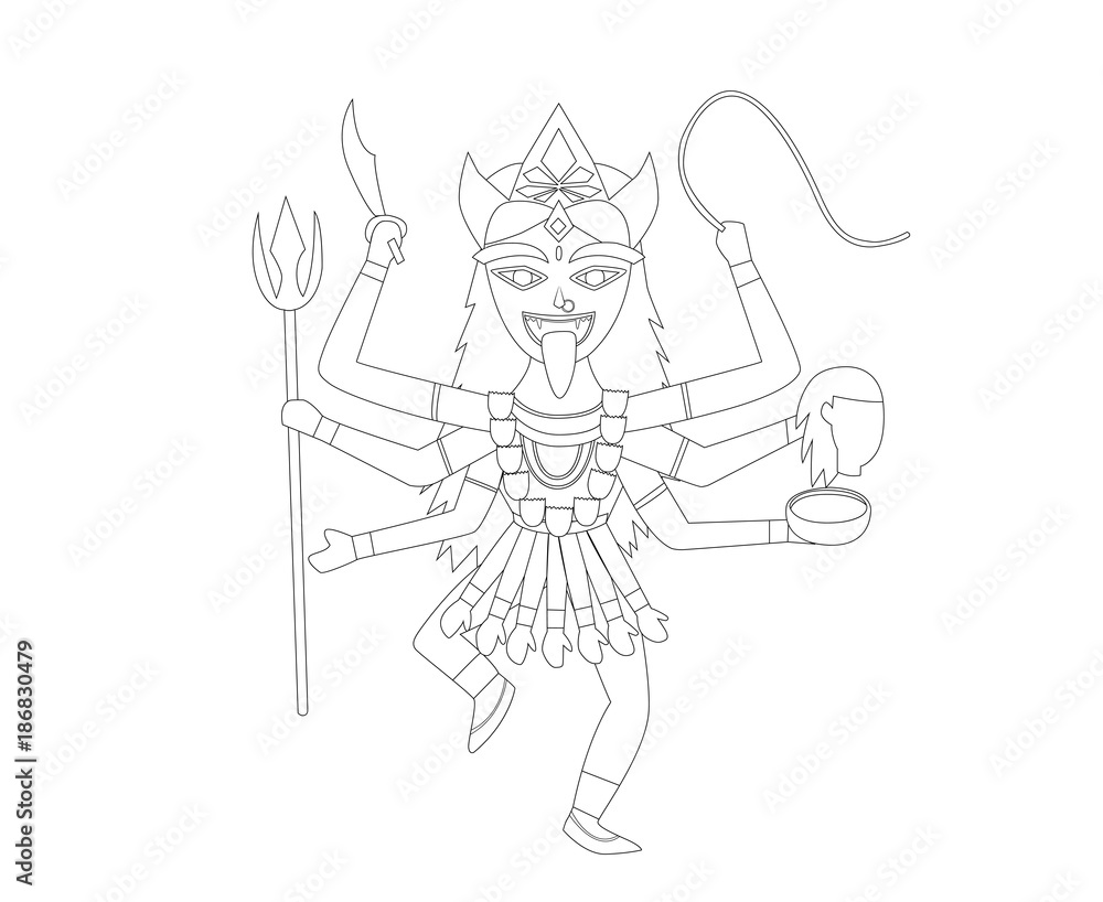 Kali in outline style for coloring, vector Stock Vector | Adobe Stock