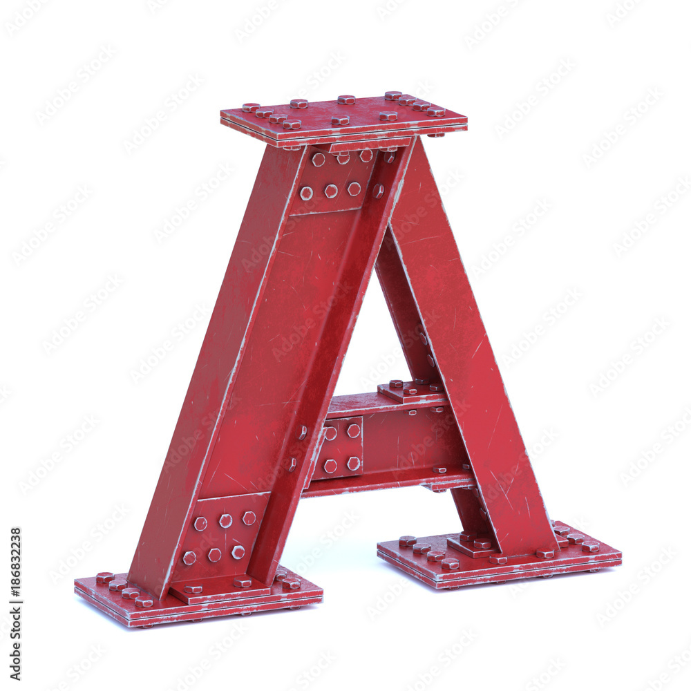Steel I beam font 3d rendering letter A Stock Illustration | Adobe Stock