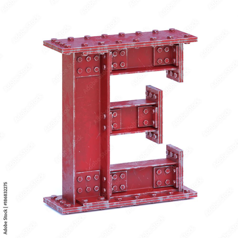 Steel I beam font 3d rendering letter E Stock Illustration | Adobe Stock