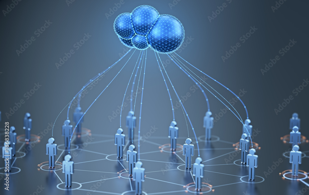 People of the world interconnected through the shared computer ...