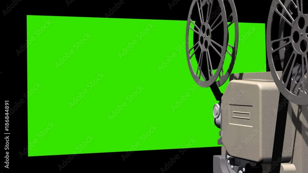 Movie projector - cinema Projektor - with green screen wall in a cinema ...