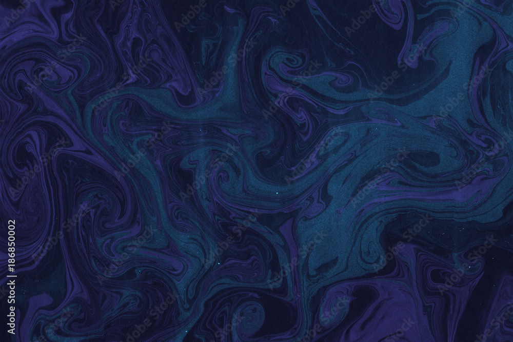 Suminagashi marble texture hand painted with indigo ink. Digital paper ...