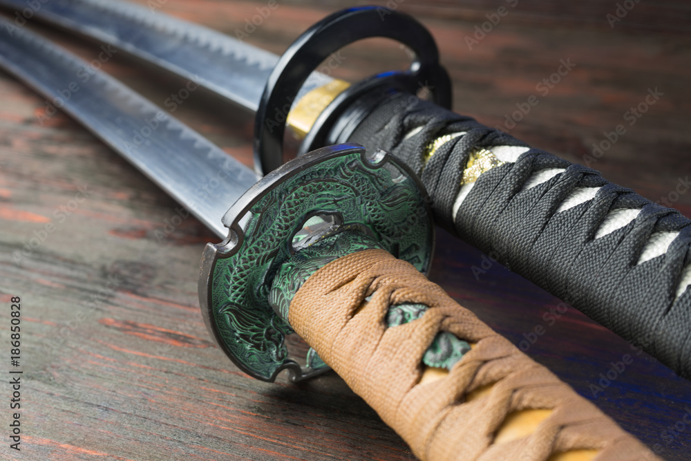 Sword of the samurai. Medieval Japanese weapons. Stock Photo | Adobe Stock