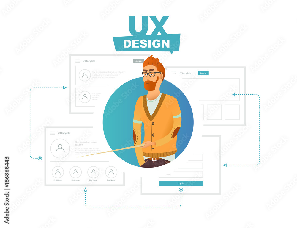 User experience. Expert in the interface creation process. Сartoon ...