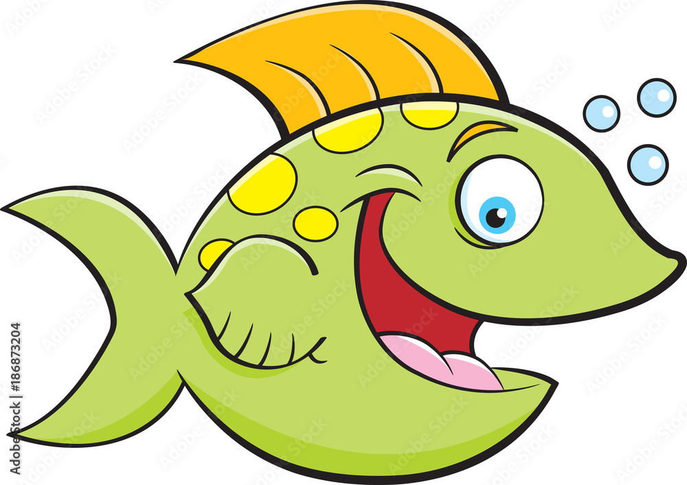 Cartoon illustration of a smiling fish blowing bubbles. Stock Vector ...