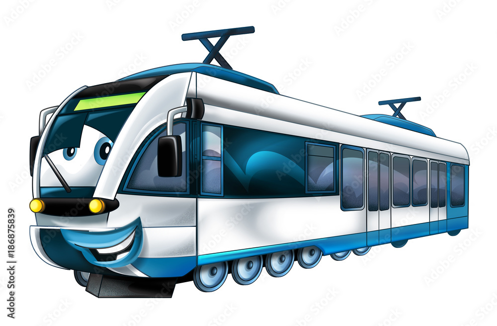 cartoon funny looking fast train illustration for children Stock ...