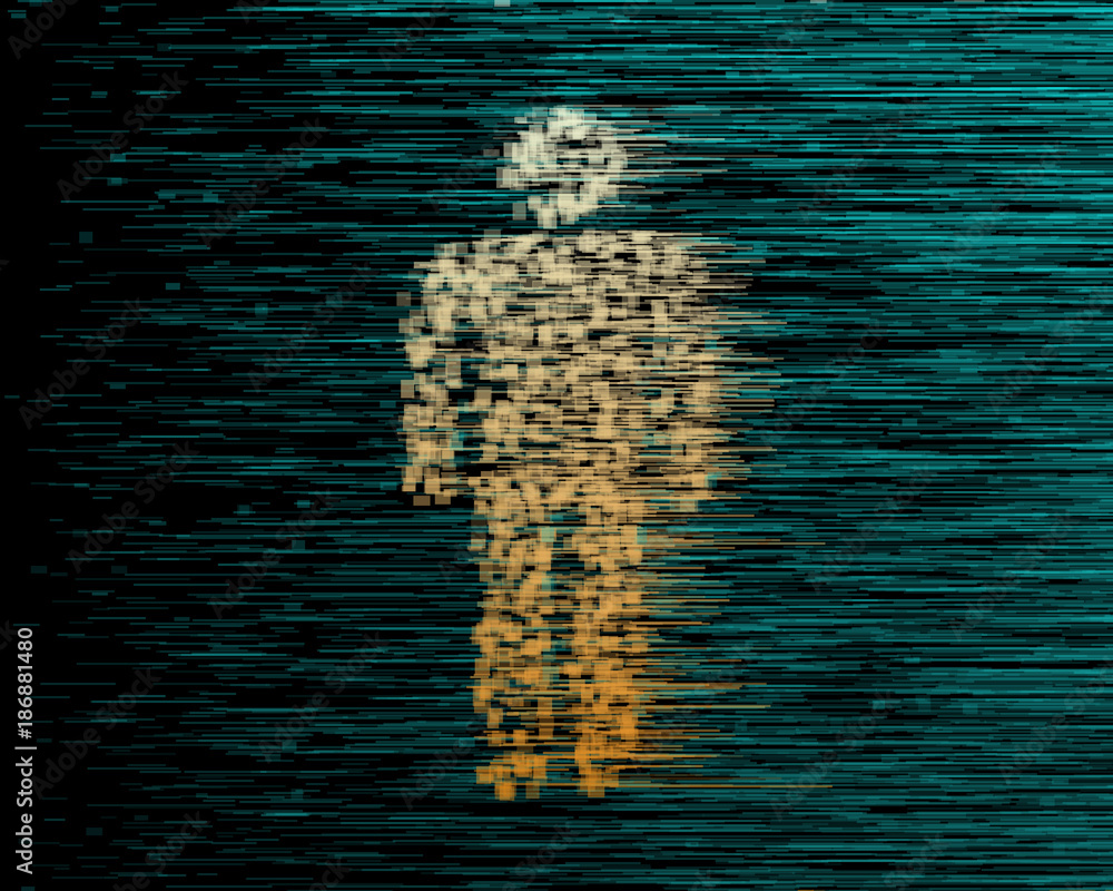 People icon with speedy line and block shape. Concept of digital ...