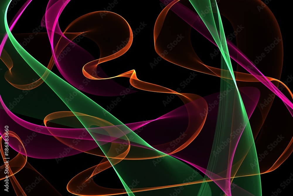 White dynamic abstract strokes on black background . For creative ...