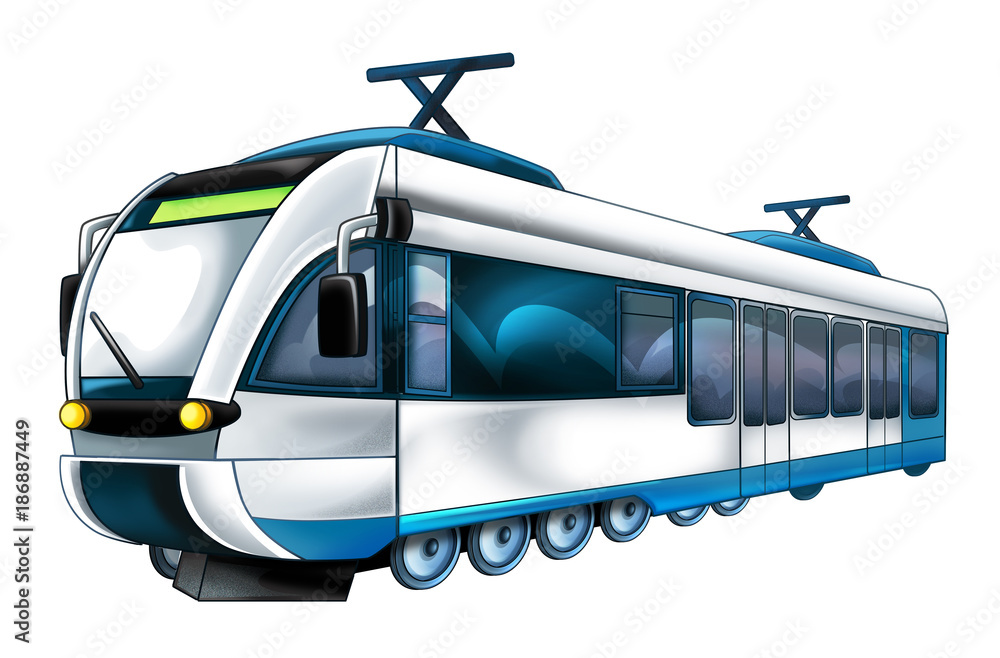 cartoon funny looking fast train - illustration for children Stock ...