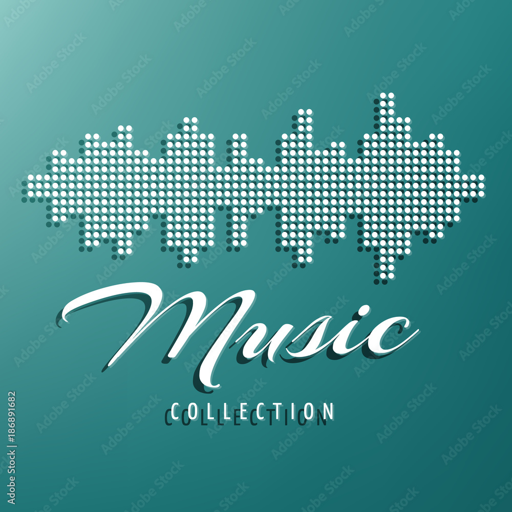 Abstract Equalizer halftone dots logo. Music collection emblem, Sound ...