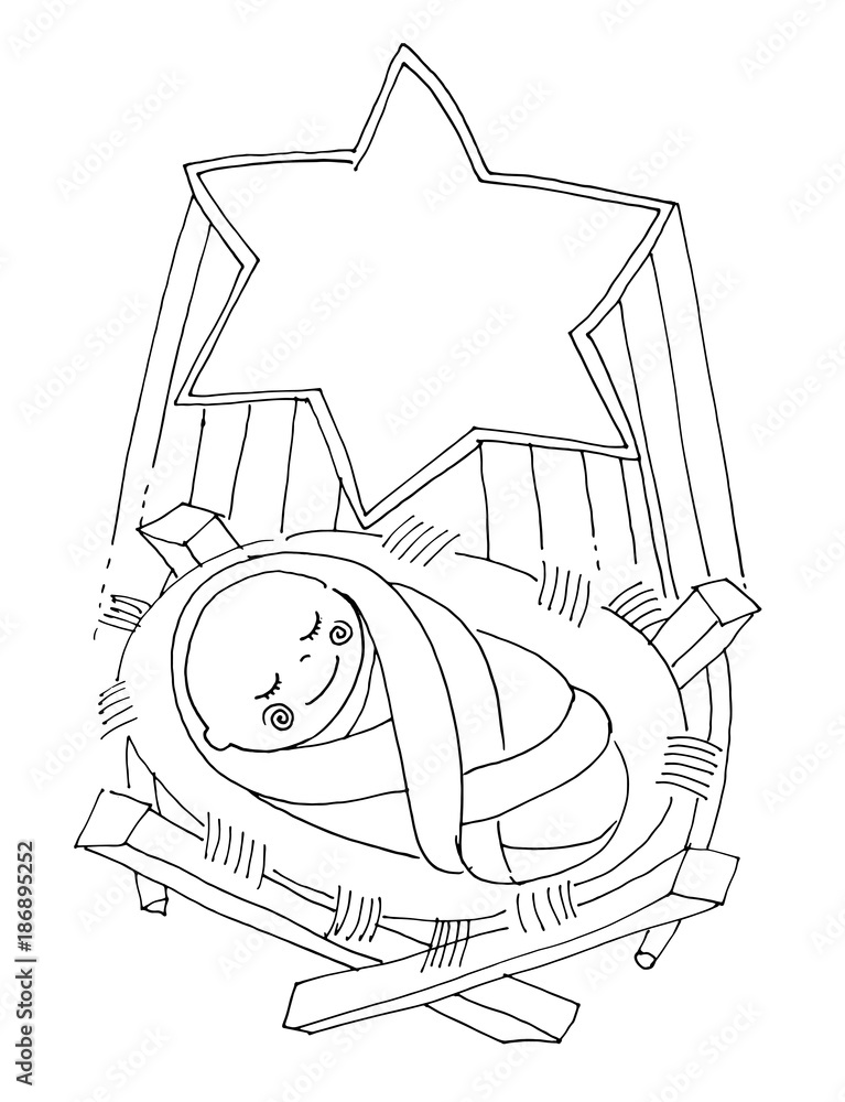 Baby Jesus In The Manger Coloring Pages