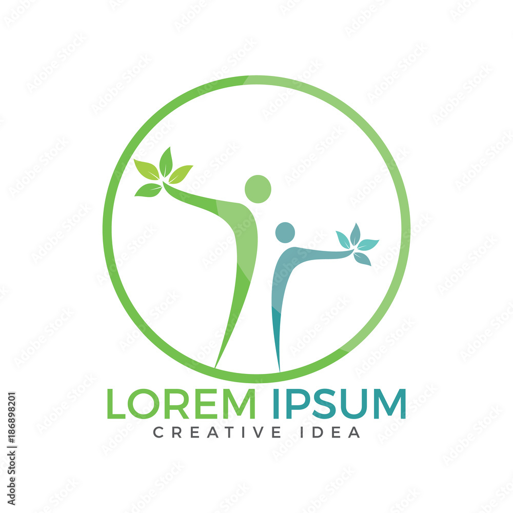Human friendship and bonding logo design. Human health and nature sign ...