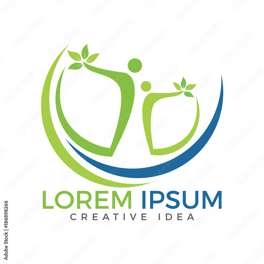 Human friendship and bonding logo design. Human health and nature sign ...