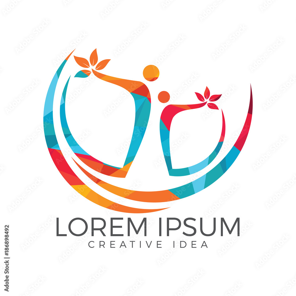 Human friendship and bonding logo design. Human health and nature sign ...