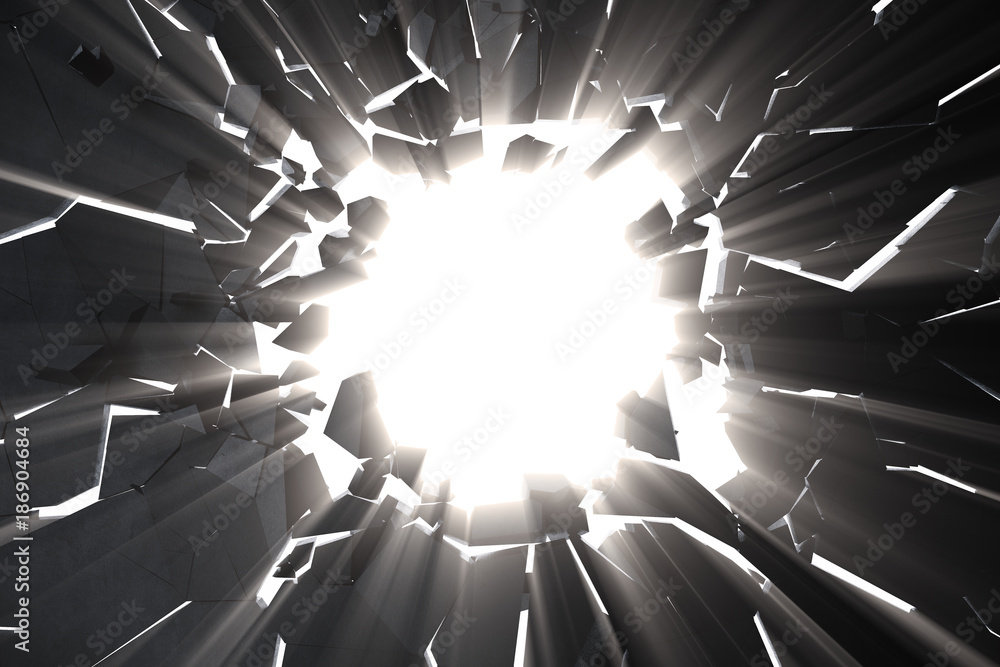 3d rendering cracked earth abstract background with volume light rays ...