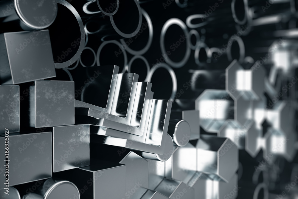 Cylindrical metal steel profiles, hexagonal metal steel profiles ...