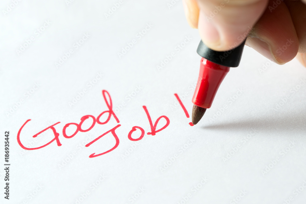 Good job text with red marker pen Stock Photo | Adobe Stock
