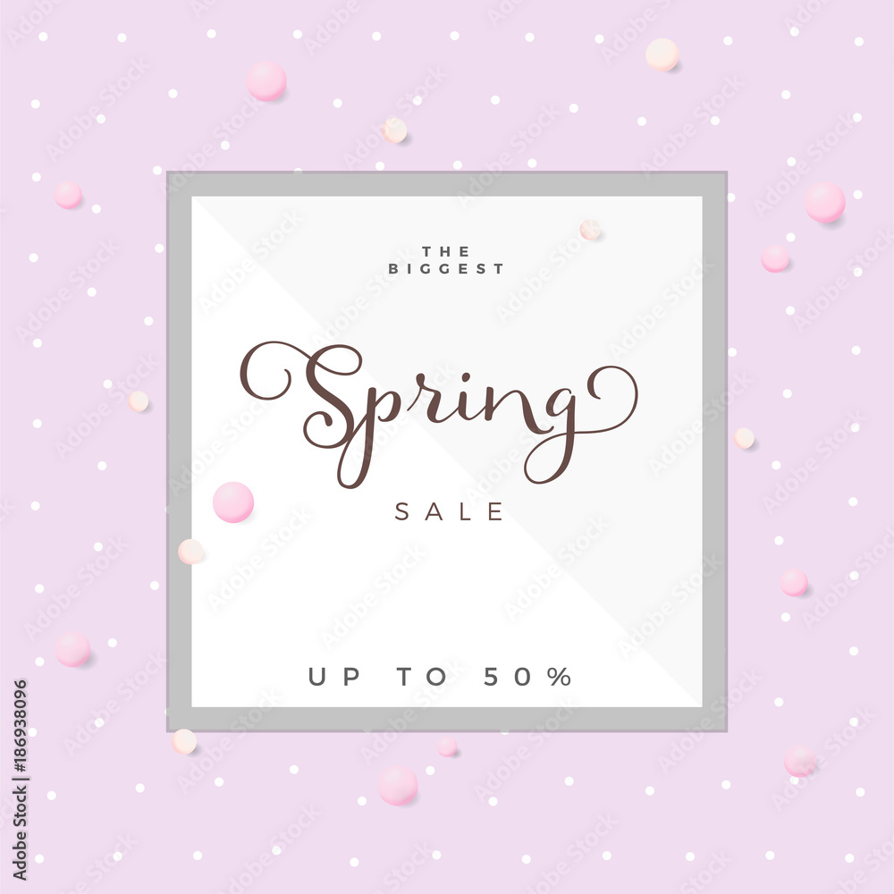 Vector Pearl Spring Sale Announcement Poster, 3D Pearls and Frame ...