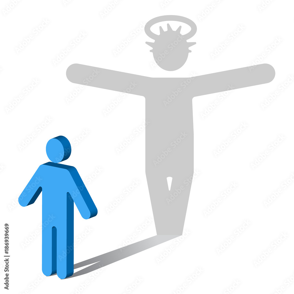 Messiah Complex The Symbol Of A Man Casting A Shadow Of Jesus Stock messiah-complex-the-symbol-of-a-man-casting-a-shadow-of-jesus-stock