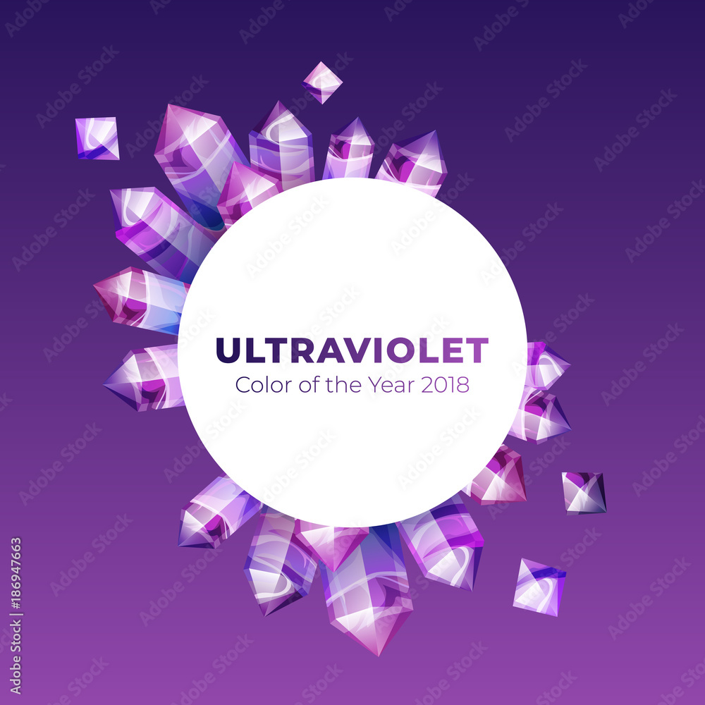 Ultraviolet amethyst gemstones design template. Vector backdrop of ...