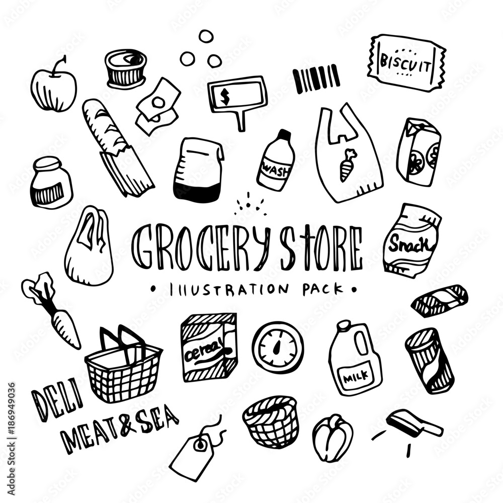 Grocery Store Illustration Pack Stock Vector | Adobe Stock