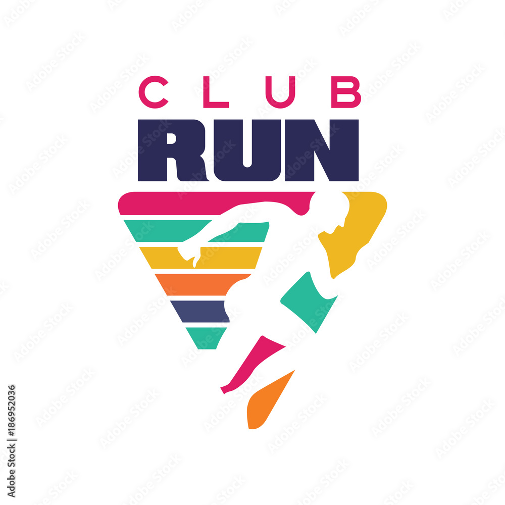 Run club logo template, label for sports club, sport tournament ...
