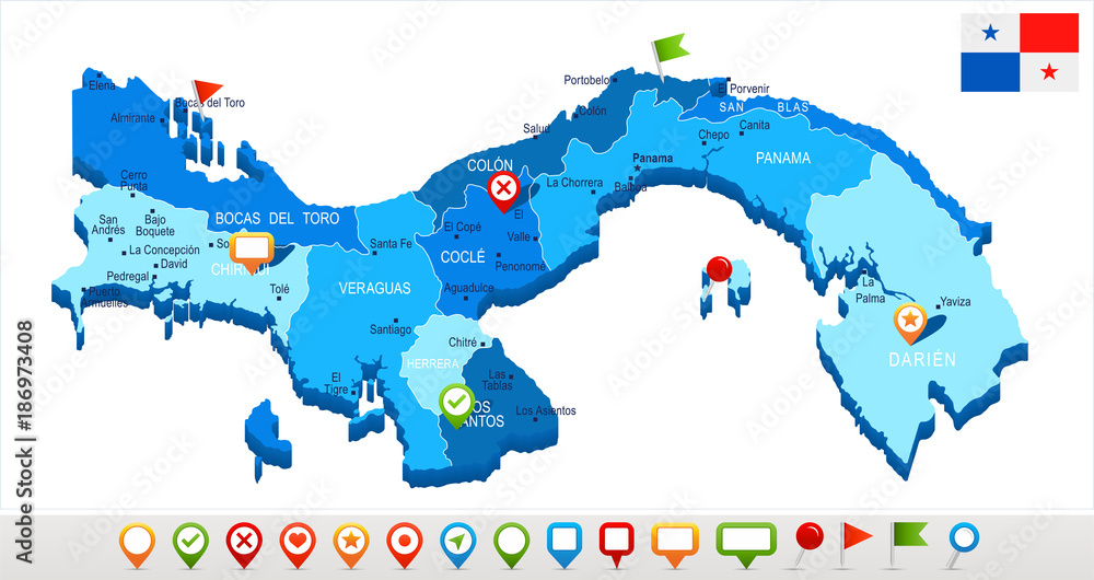 Panama - map and flag - Detailed Vector Illustration Stock Vector | Adobe Stock