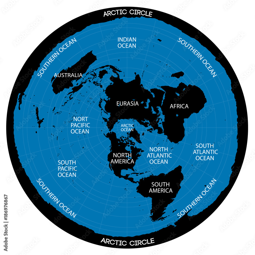 Conceptual Vector Scheme Map Of The Flat Earth Theory Stock Vector Conceptual Vector Scheme Map Of The Flat Earth Theory Stock Vector