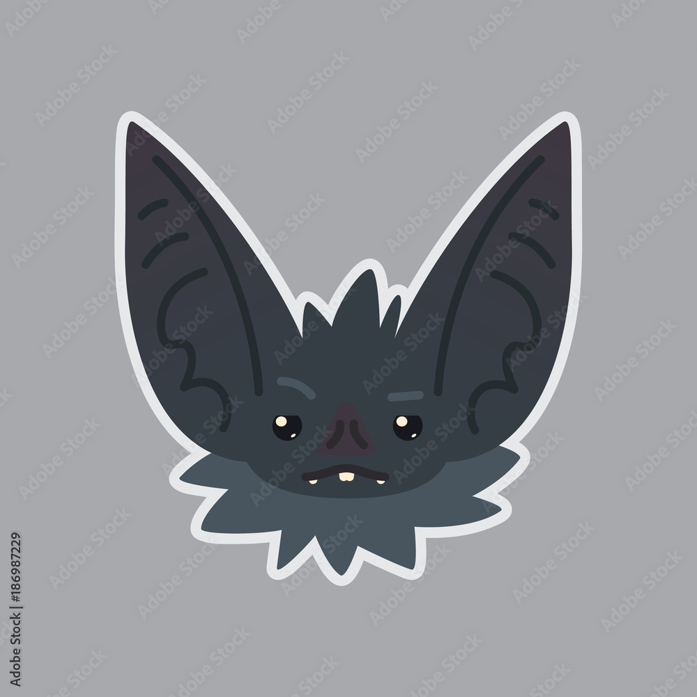 Bat sticker. Emoji. Vector illustration of cute Halloween bat vampire ...