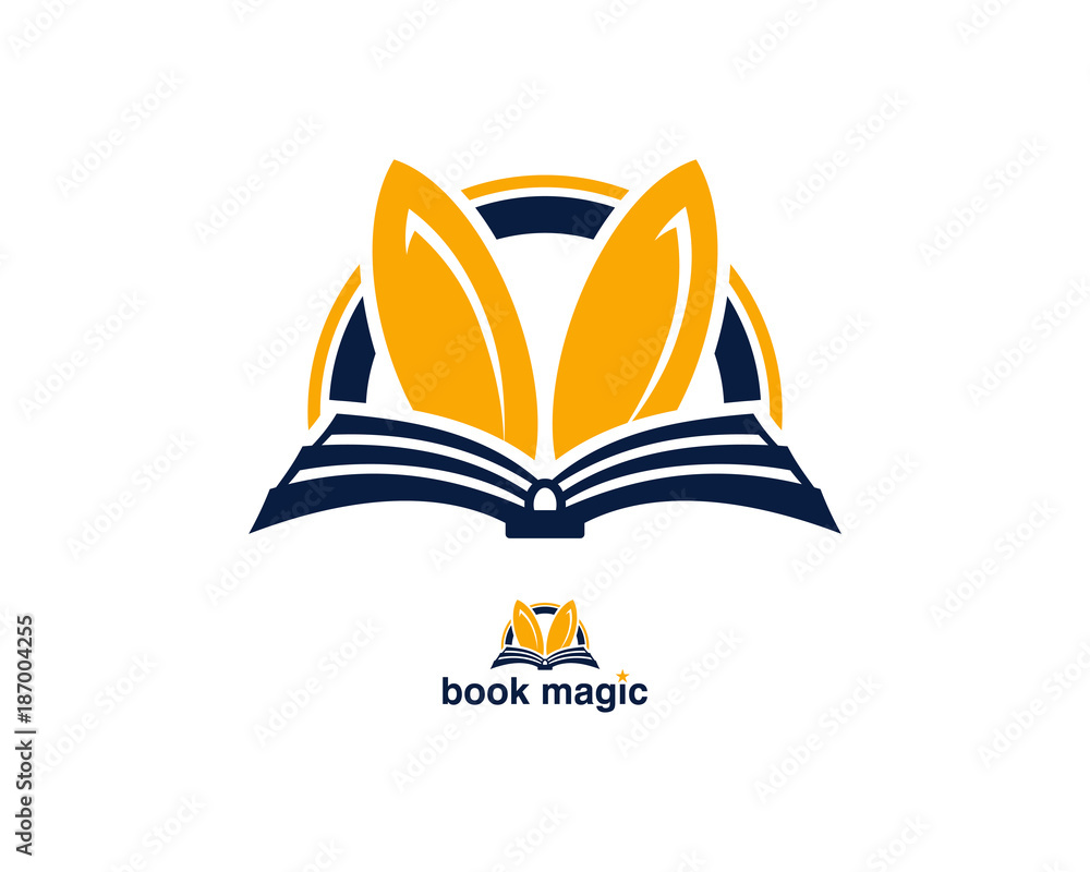 Learn Magic - Book Magic with Big Rabbit Ears Symbol Logo Vector vector ...