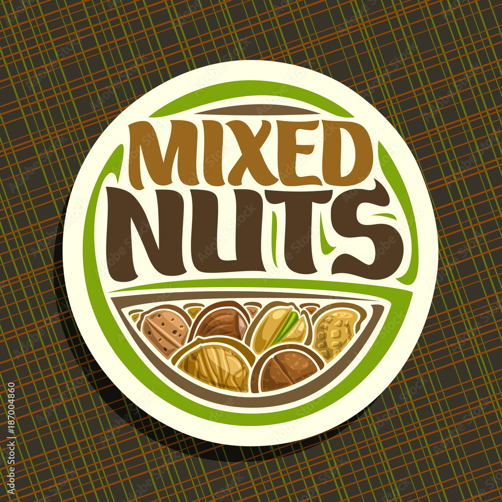 Vector logo for Nuts, round sign with pile of healthy walnut ...