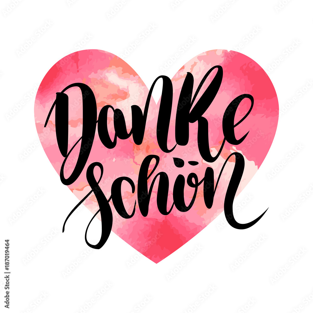 Danke schoen. Thank you in german. Vector hand drawn brush lettering on ...