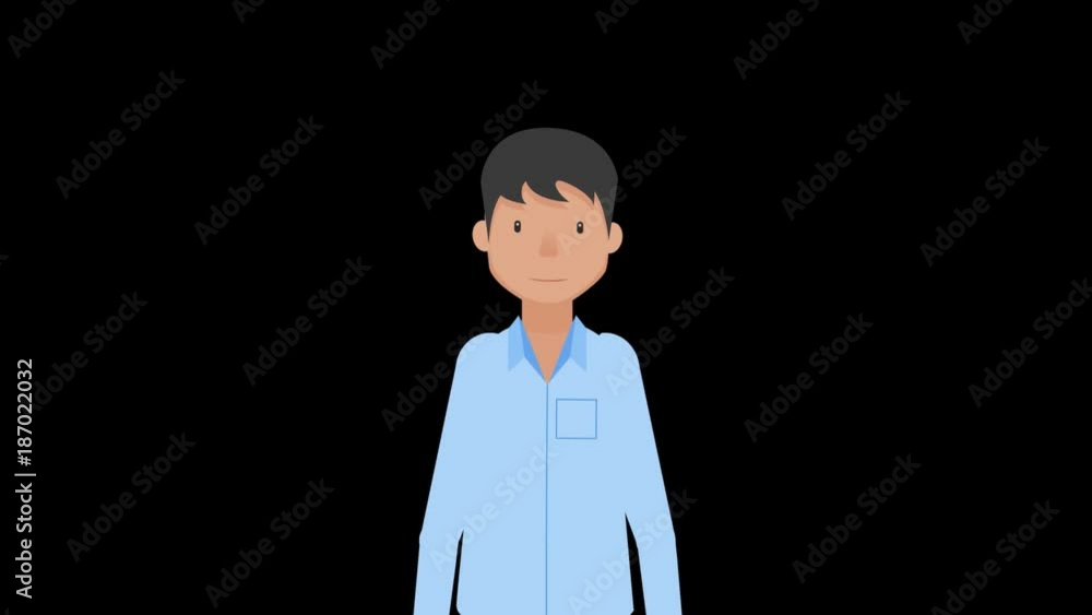 2D cartoons character business man talking and showing hands, looped ...