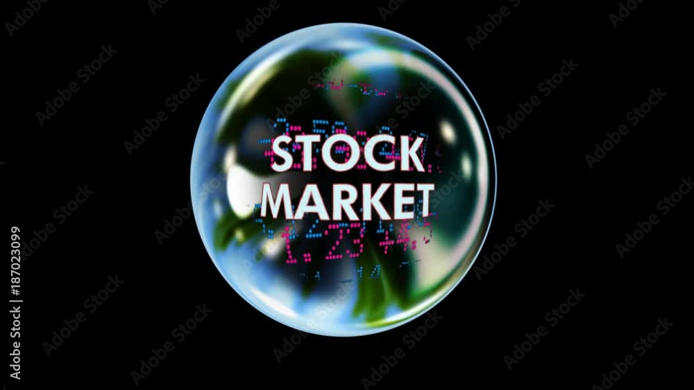 Video Stock Stock market bubble rises into view and holds on mid screen ...