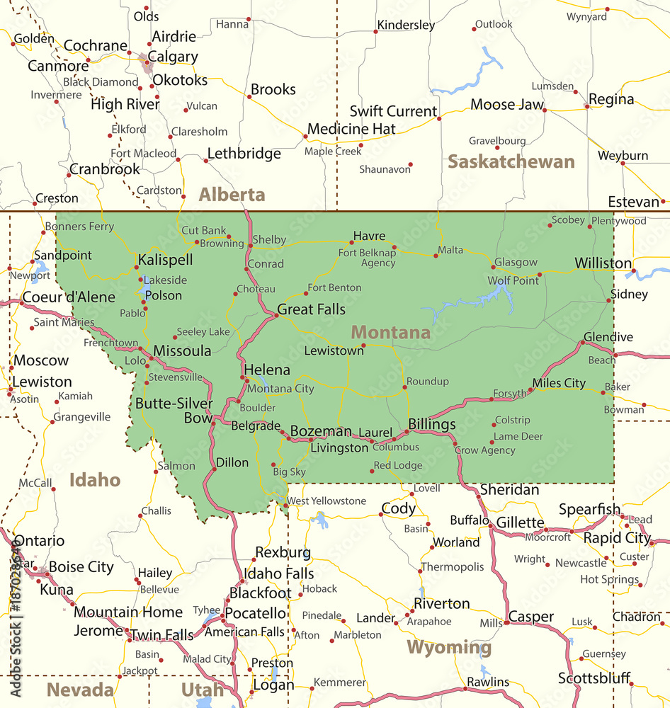 Montana-US-States-VectorMap-A Stock Vector | Adobe Stock