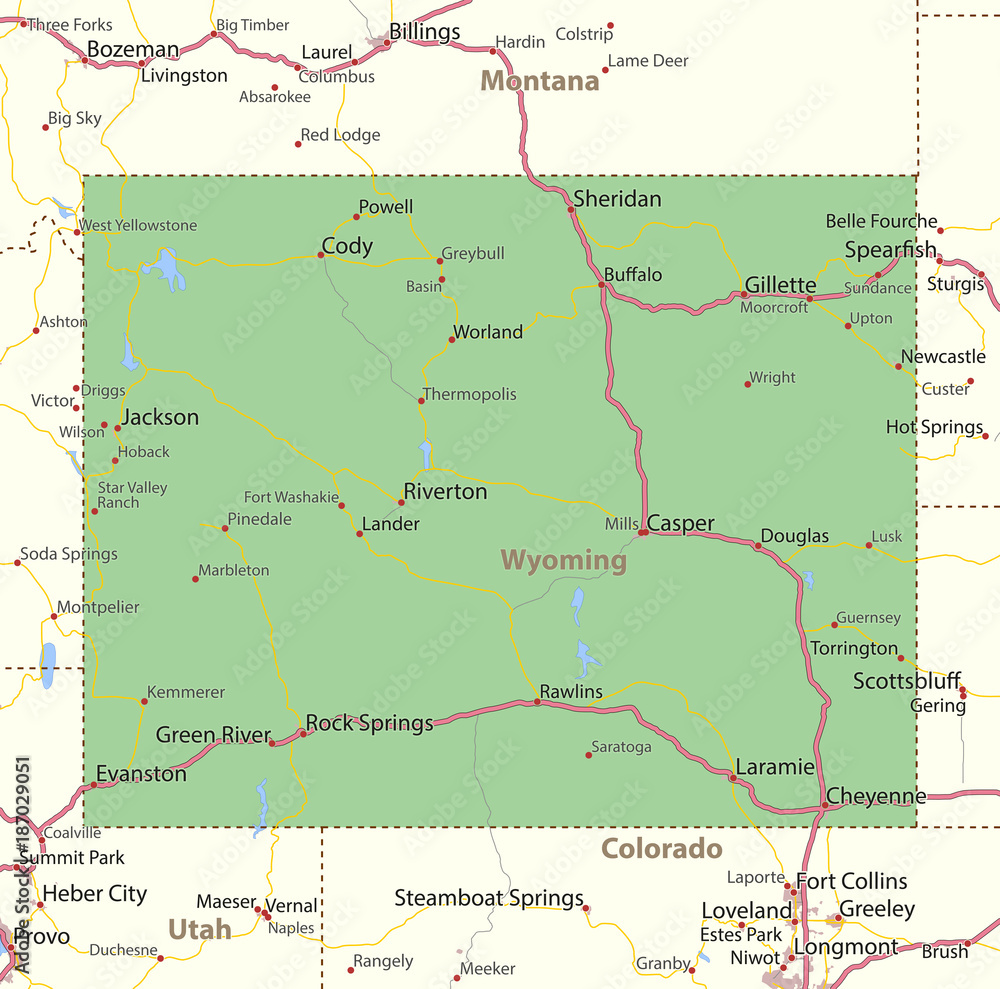 Wyoming-US-States-VectorMap-A Stock Vector | Adobe Stock