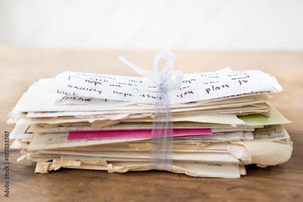 Compiled letters and envelopes Stock Photo | Adobe Stock