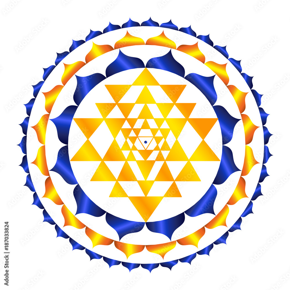 Sacred Indian Geometry Mystical Meditative Diagram Symbol - Vector Sri ...