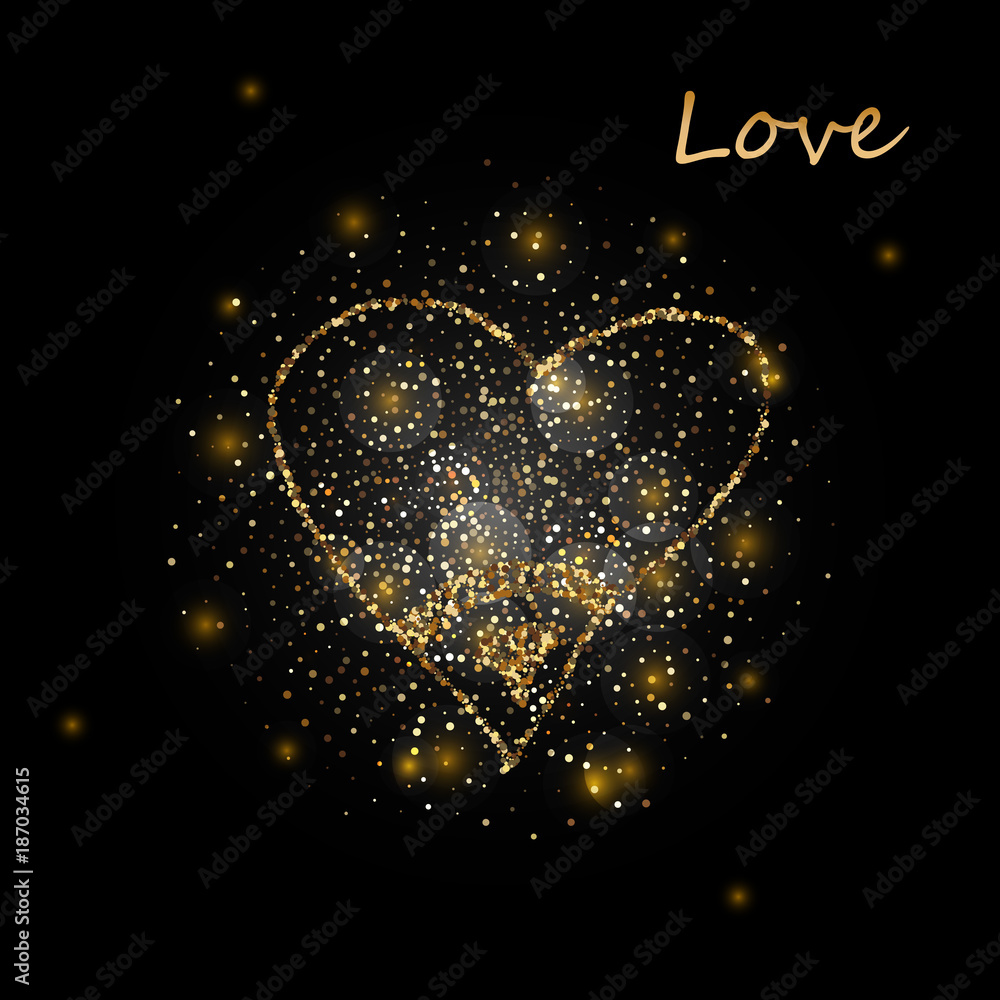 Heart. Heart. Gold Heart. Love. Romantic heart. Gold heart Frame Vector ...