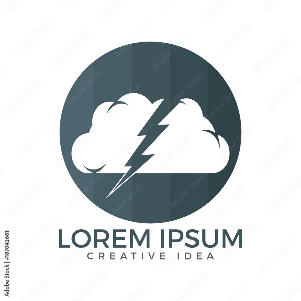 Thunder and cloud logo design. Cloud and Lightning logo design. Stock ...