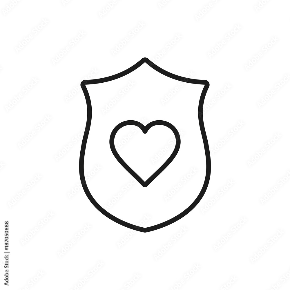 Shield icon with Heart sign Isolated on White Background. Vector ...