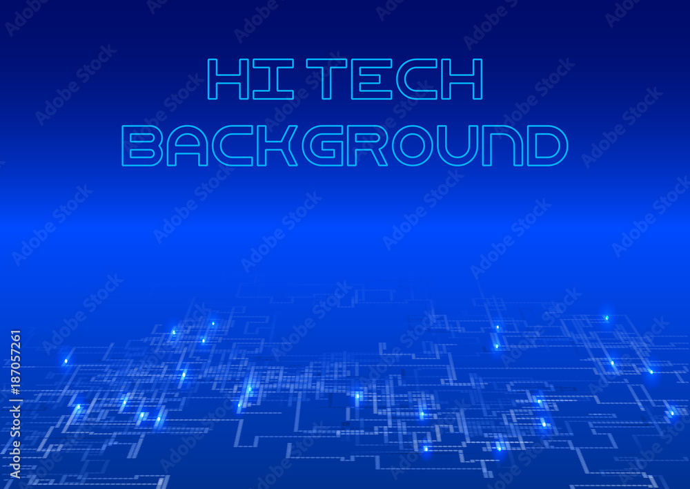 Dark Blue shining Hi Tech Background - Vector Glowing HUD Futuristic ...