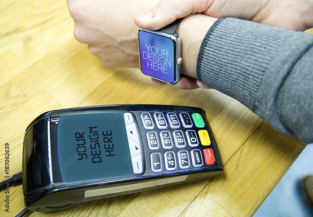 Smartwatch Payment Mockup Stock Template | Adobe Stock