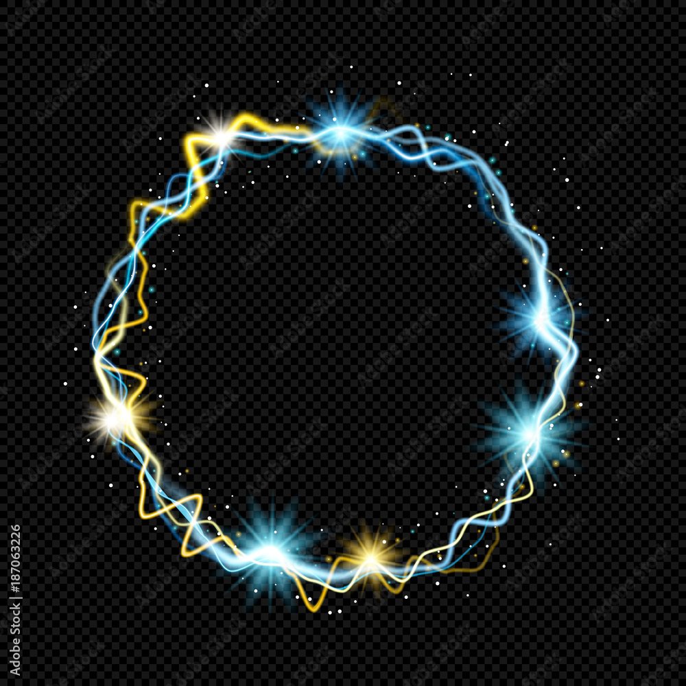 Bicolour shining Ring with Sparks on Transparent Background - Vector Glowing Annulus Stock ...